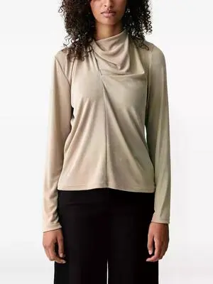 Joseph Ribkoff Draped-neckline Long-sleeve Top - Neutrals