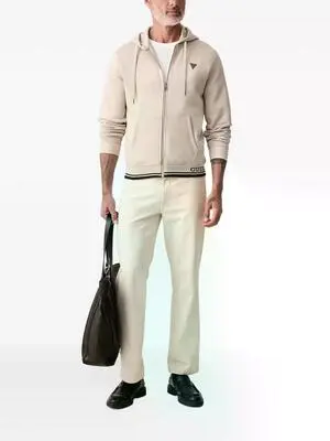 Guess Logo-patch Zip-up Hoodie - Neutrals