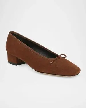 Vince 10mm Vikki Suede Ballerina Pumps - Deep Hazel