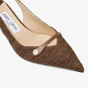 JIMMY CHOO Amita 45 Tan Fine Raffia Slingbacks Tan