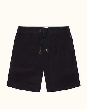 Orlebar Brown Cotton Towelling Drawcord Shorts In Night Iris