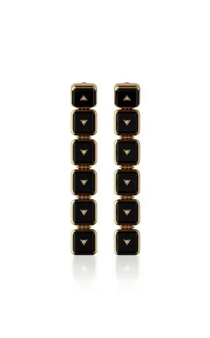 House Of Harlow 1960 14k Yellow Gold Nova Stacker Drop Earrings - Black