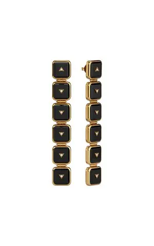 House Of Harlow 1960 14k Yellow Gold Nova Stacker Drop Earrings - Black