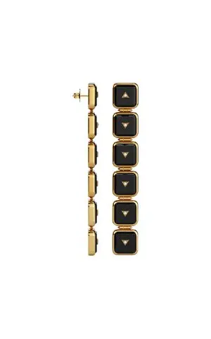 House Of Harlow 1960 14k Yellow Gold Nova Stacker Drop Earrings - Black
