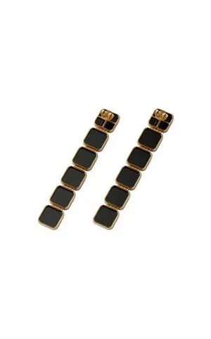 House Of Harlow 1960 14k Yellow Gold Nova Stacker Drop Earrings - Black