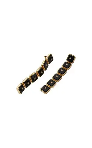 House Of Harlow 1960 14k Yellow Gold Nova Stacker Drop Earrings - Black