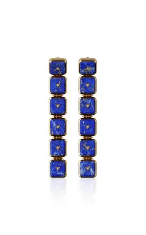 House Of Harlow 1960 14k Yellow Gold Nova Stacker Drop Earrings Blue
