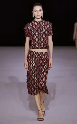 GEORGES HOBEIKA Embellished Cutout Silk-blend Midi Skirt - Multi