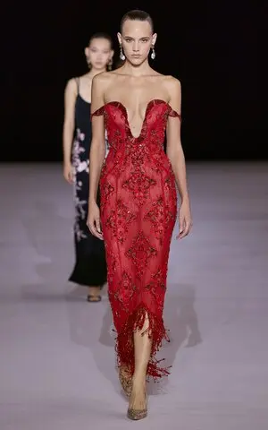 GEORGES HOBEIKA Embellished Off-shoulder Silk-blend Gown - Red