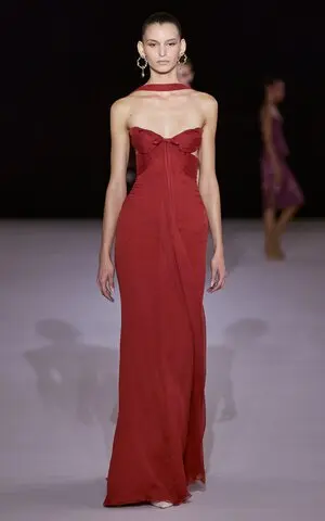 GEORGES HOBEIKA Strapless Draped Silk-blend Gown - Red