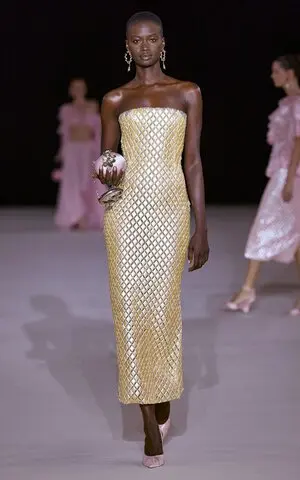 GEORGES HOBEIKA Embellished Strapless Silk-blend Column Gown - Neutral