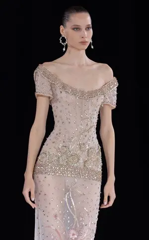 GEORGES HOBEIKA Embellished Off-shoulder Silk-blend Midi Dress