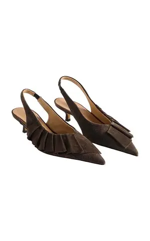 JW Anderson Ruffle Suede Slingback Pumps