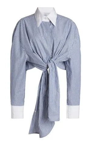 Givenchy Bettina Striped Cotton Cropped Shirt