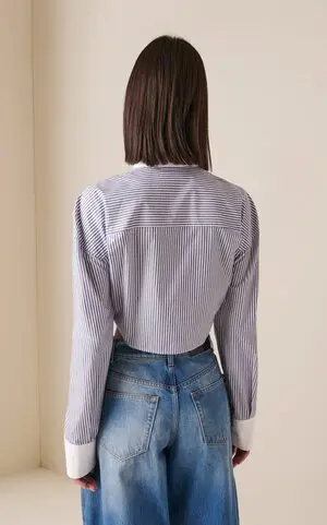Givenchy Bettina Striped Cotton Cropped Shirt
