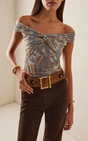 Etro Embroidered Leather Belt