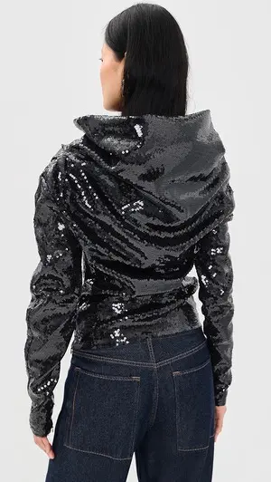 A.W.A.K.E. Mode Sequin High Neck Long Sleeve Top