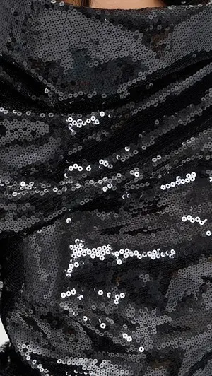 A.W.A.K.E. Mode Sequin High Neck Long Sleeve Top