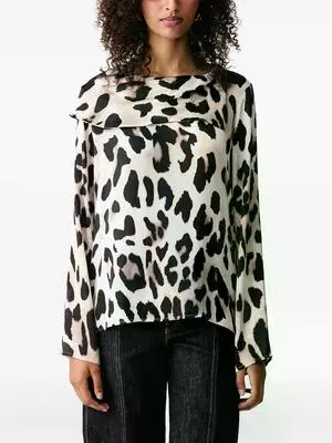 Joseph Ribkoff Leopard-print Cowl-neck Blouse - Neutrals
