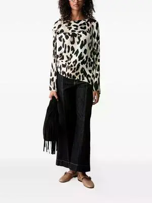 Joseph Ribkoff Leopard-print Cowl-neck Blouse
