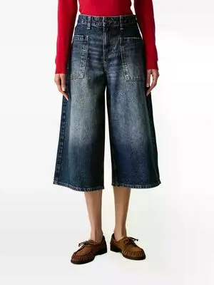 BENETTON Wide-leg Denim Shorts - Blue