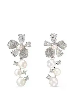 ANABELA CHAN Pearl Snow Rose Laboratory-grown Diamond And Pearl Earrings