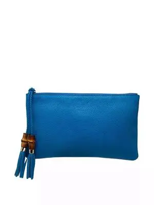 Gucci 2000-2015 Calfskin Bamboo Clutch Bag - Blue