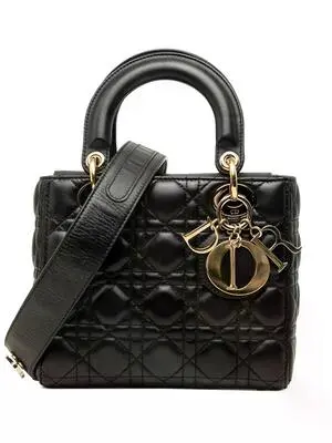 Dior 2016 Small Lambskin Cannage My Abcdior Lady Satchel - Black