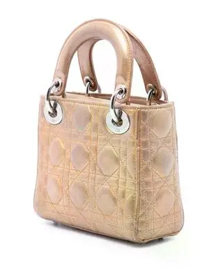 Dior 2015 Mini Iridescent Lambskin Cannage Lady Satchel