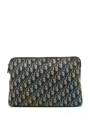 Dior 2021 Oblique Canvas Clutch Bag - Blue