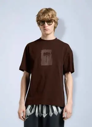 Palm Angels Brushed Palm Tree Regular Tee - Brown