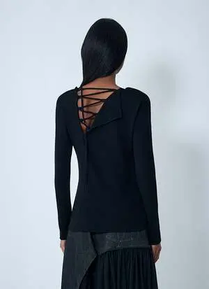 Yohji Yamamoto Lace-up Wool Sweater