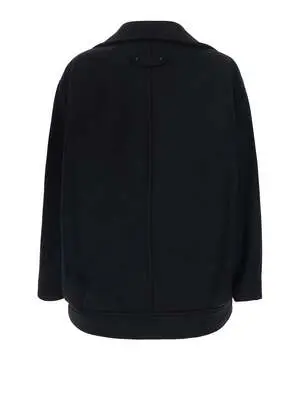 Balenciaga Black Short Double-breasted Coat With Maxi Notched Revers In Wool For
