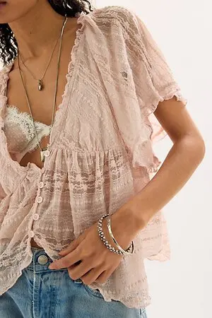 Free People In Your Dreams Asymmetric Lace Top - Morganite