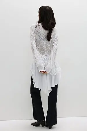 Free People Alesia Asymmetric Lace Maxi Top