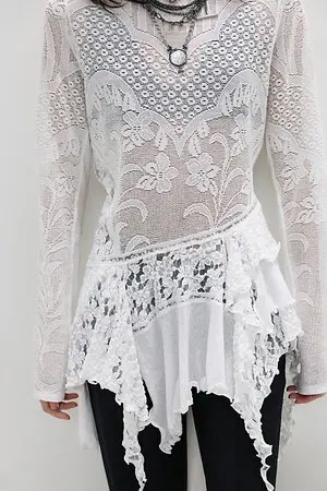 Free People Alesia Asymmetric Lace Maxi Top