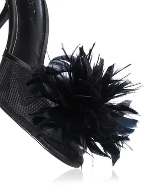Aqua Fifi Feather Stiletto Sandals Exclusive - Black Multi