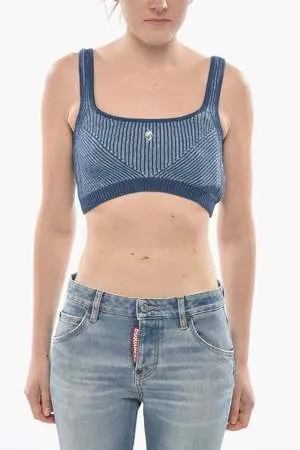 Palm Angels Sleeveless Crop Top - Blue
