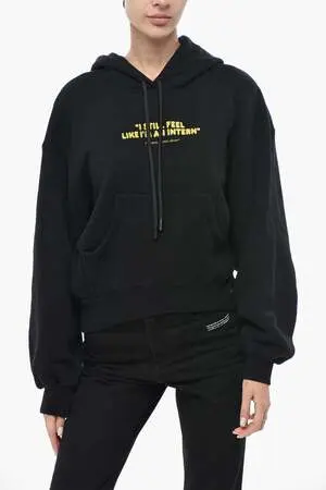 Off-White Slogan-print Cotton Hoodie - Black