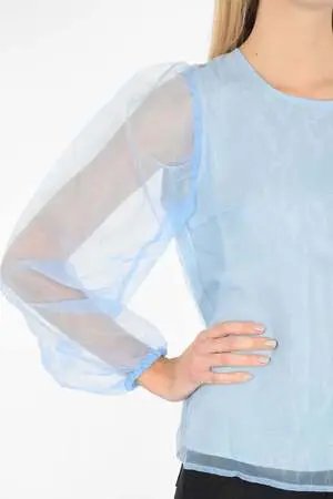 Baum Und Pferdgarten Sheer Puff-sleeve Blouse
