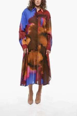Dries Van Noten Flared Tie-dye Shirt Dress
