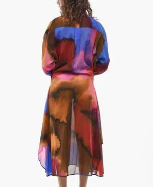 Dries Van Noten Flared Tie-dye Shirt Dress