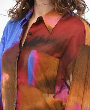 Dries Van Noten Flared Tie-dye Shirt Dress