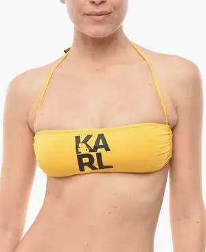 Karl Lagerfeld Logo-print Bandeau Bikini Top