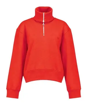 MARINE SERRE Half-zip Fleece Sweatshirt - Red
