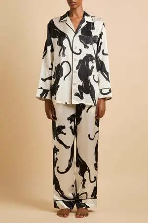 Olivia Von Halle Yves Blanchet Panther Pajamas
