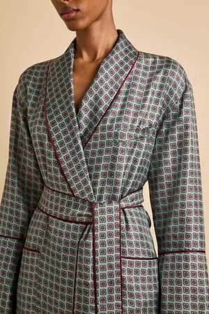 Olivia Von Halle Capability Lazuli Geometric Robe