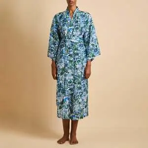 Olivia Von Halle Amaya Azura Floral Robe