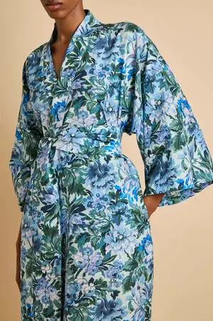 Olivia Von Halle Amaya Azura Floral Robe
