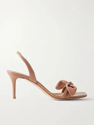 GIANVITO ROSSI Ruban 70 Bow-detailed Leather Slingback Sandals